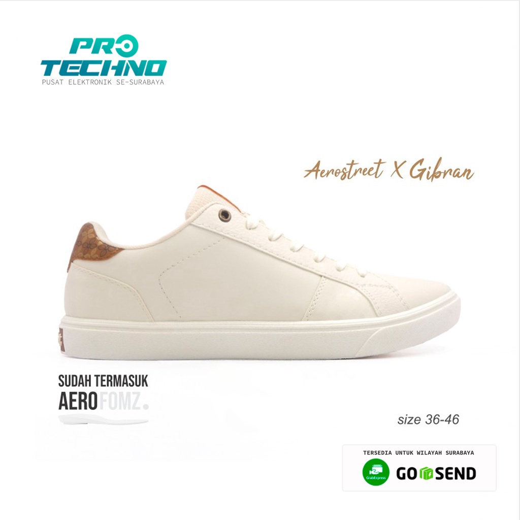 Jual Aerostreet x Gibran Sepatu Sneakers Casual Pria Wanita Putih Emas ...