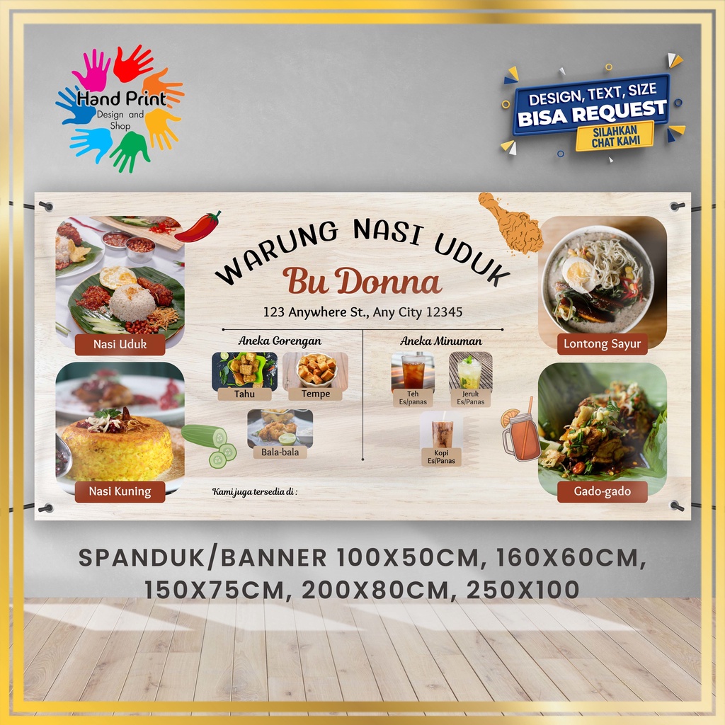 Jual Spanduk / Banner Warung Makanan Restoran Ayam Goreng Request ...