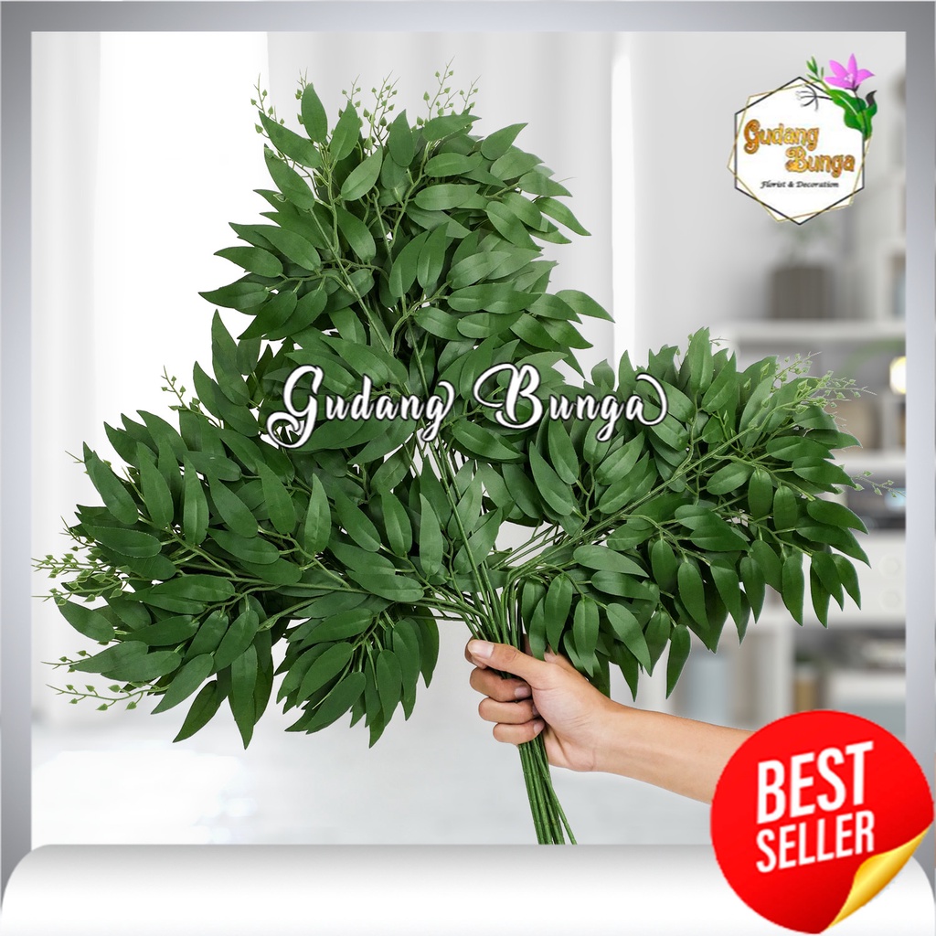 Jual DAUN WILLOW LUSINAN BERCABANG 3 DEKORASI PERNIKAHAN DAUN ...