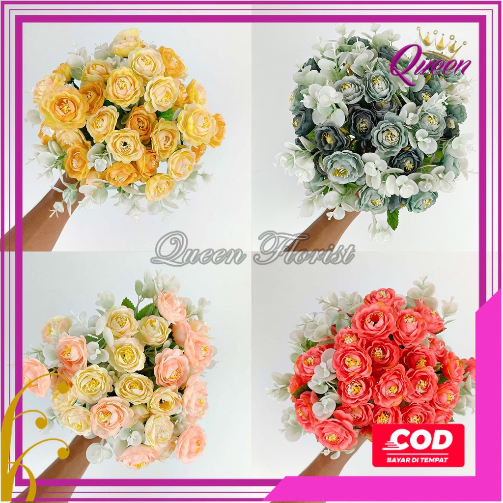 Jual ROSE DAISY PUTIK CABANG 5 PREMIUM RUSTIC MUSIM GUGUR BUNGA MAWAR ...