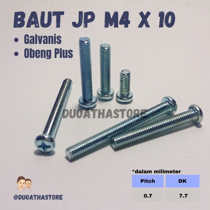 Jual M4x10 Baut JP Galvanis Baut JP M4 x 10 Pan Head Obeng Plus | Shopee Indonesia