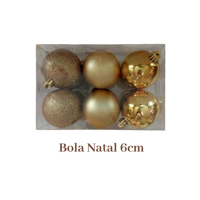Jual Bola Natal - Bola Natal Gold 6cm isi 12cm | Shopee Indonesia