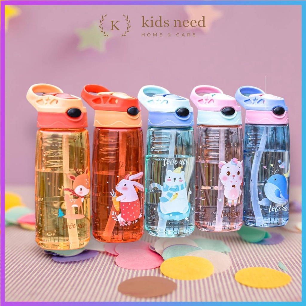 Jual Botol Minum Anak Air 550ml/Botol Anak Karakter animal Imut dengan Sedotan BPA FREE | Shopee ...