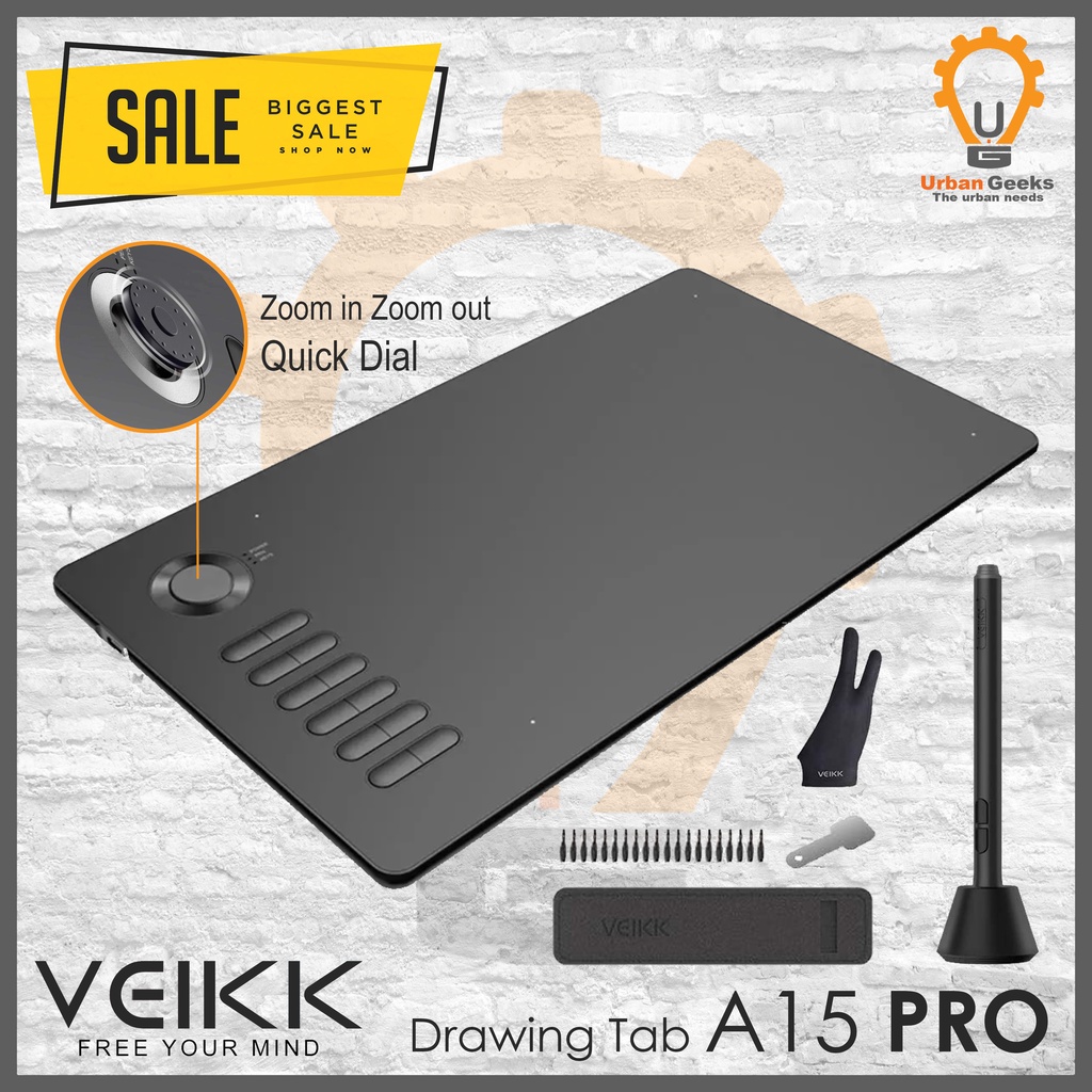 Jual Veikk A15 PRO Digital Graphic Drawing Pen Tablet alt Huion XP Pen ...