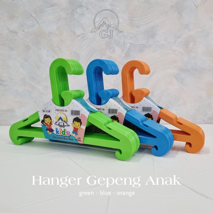 Jual SGB [1 SET 12PCS] HANGER GEPENG GJ ANAK GANTUNGAN BAJU KIDS HANGER ...