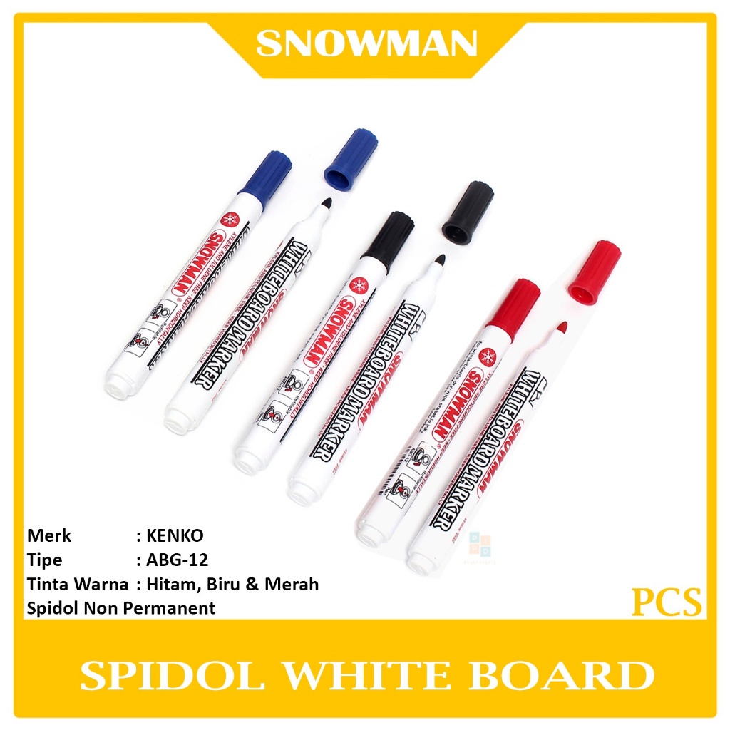 Jual SNOWMAN - Spidol White Board ABG-12 Warna - Pcs | Shopee Indonesia