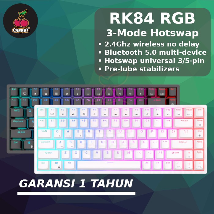 Jual Terlaris -Royal Kludge RK84 RGB Wireless Bluetooth Mechanical ...