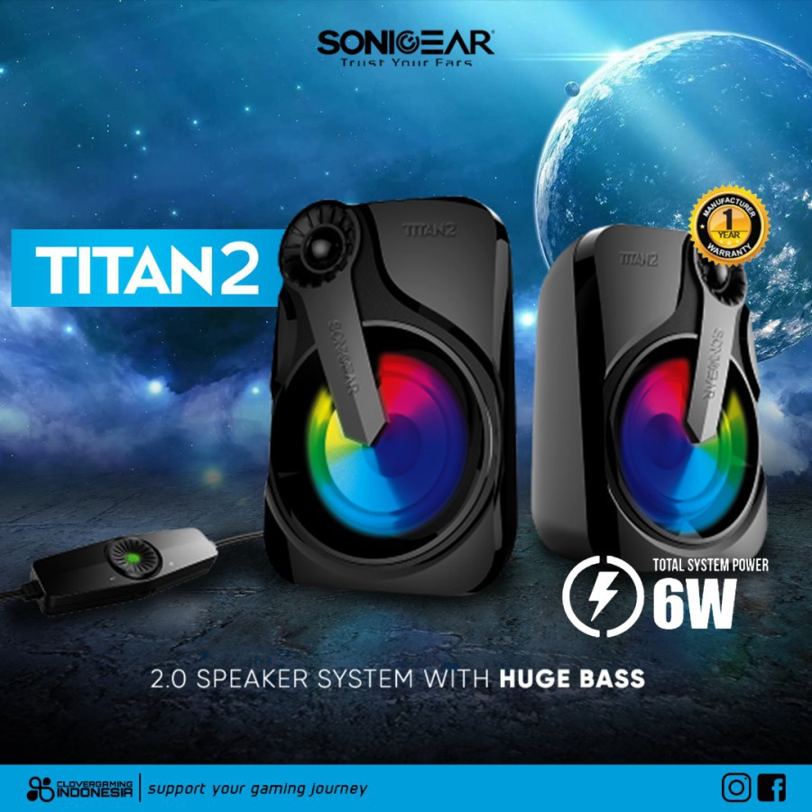 Jual SonicGear Titan 2 RGB 2P Gaming Speaker System With Huge Bass ...