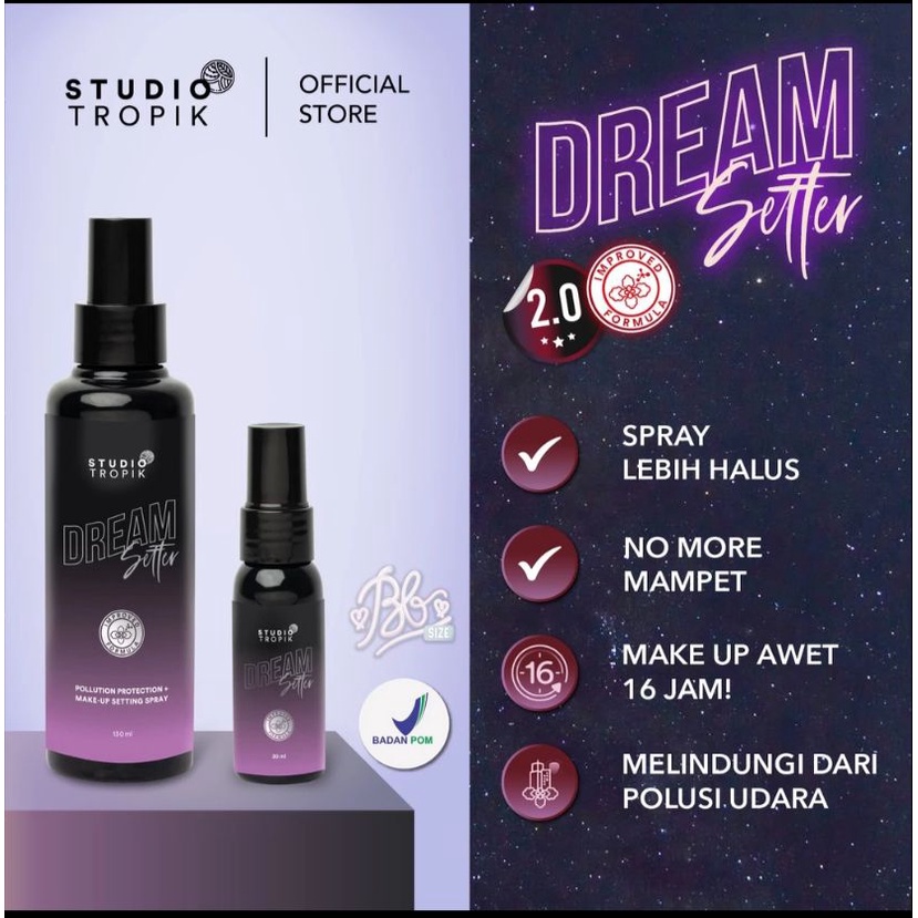 Jual Studio Tropik DreamSetter 2.0 Pollution Protection Make-up Setting Spray 30/130ml | Shopee ...