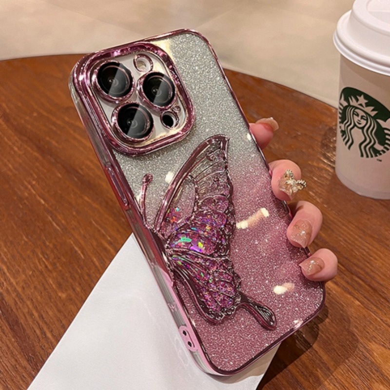 Jual Luxury Quicksand Glitter Butterfly Case for iPhone 11 12 13 14 15 16 Pro Max 16 15 plus ...