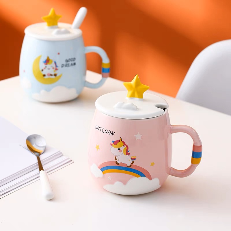 Jual EVERGREEN Cangkir / Gelas Mug Bintang Unicorn Bahan Keramik Tebal ...