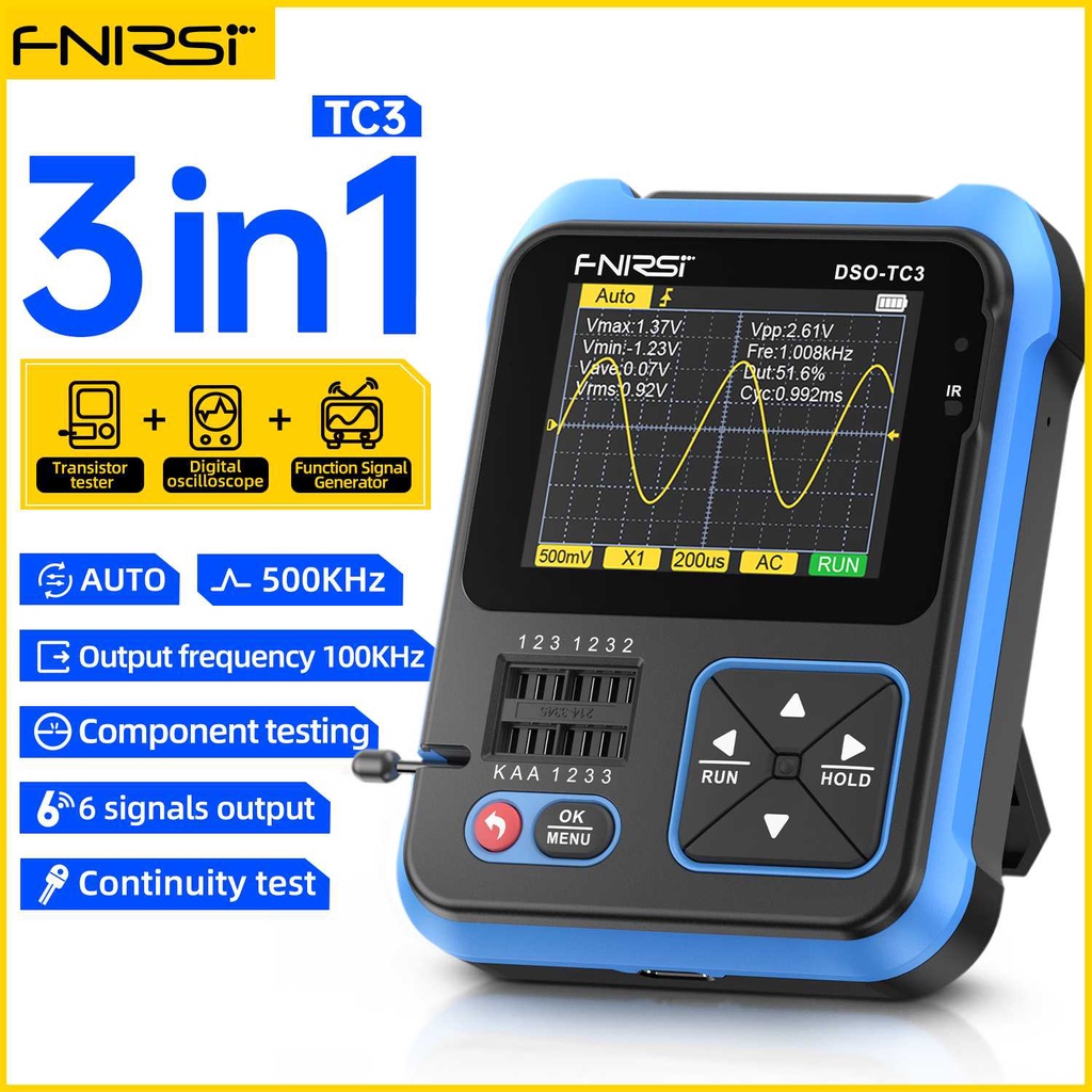 Jual FNIRSI Digital Oscilloscope Transistor Tester 3 in 1 Handheld ...