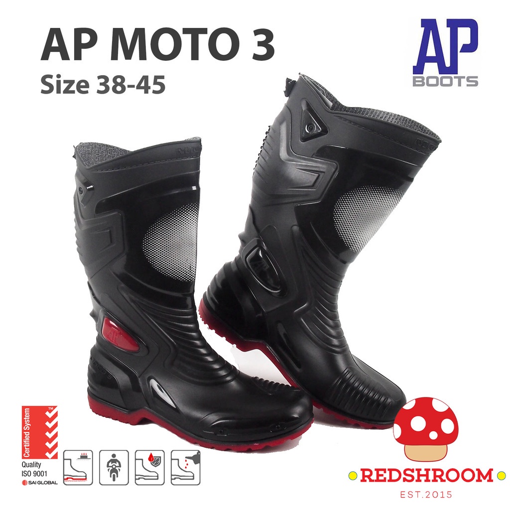 Jual Sepatu Boot Tinggi AP Moto 3 AP Boots Karet Lokal Anti Air & Slip ...