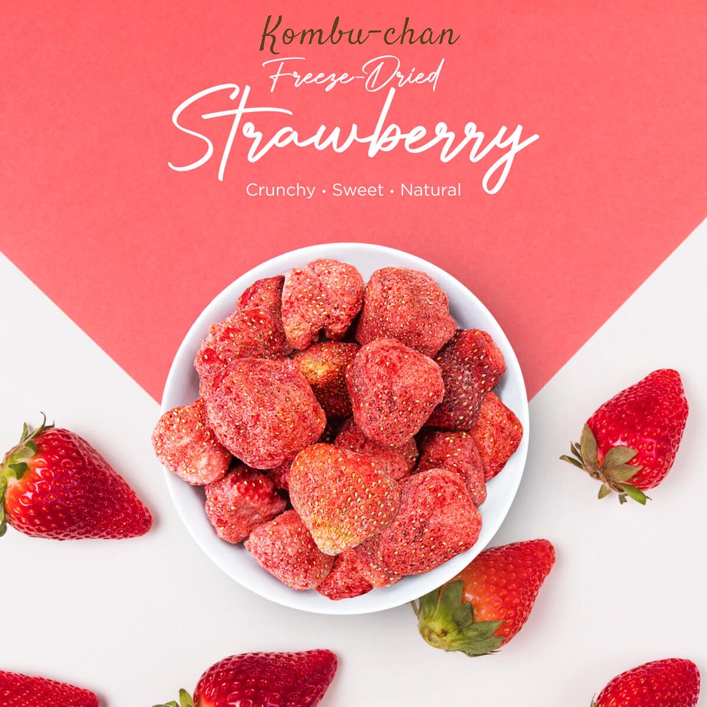 Jual Freeze Dried Fruit Whole Strawberry / Strawberry Kering snack, topping oatmeal, salad, kue ...