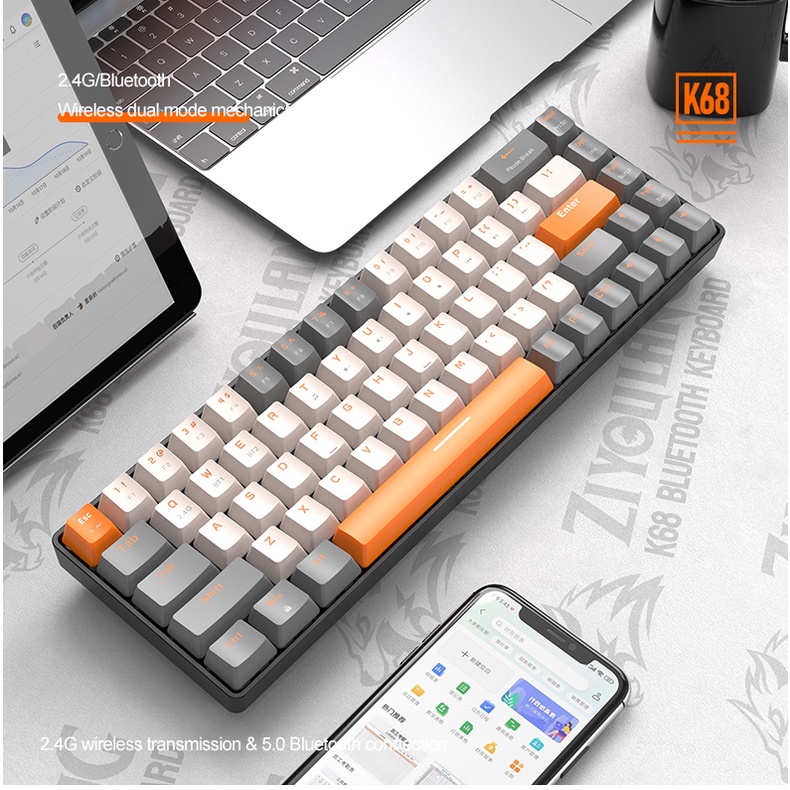 Jual Ziyoulang K68 Wireless Mechanical Keyboard Bluetooth & Hotswap ...