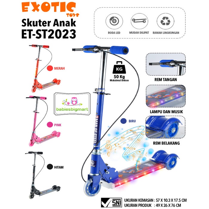 Jual Scooter Exotic ET ST 2023 Rem Tangan Otoped Skuter Anak Lampu ...