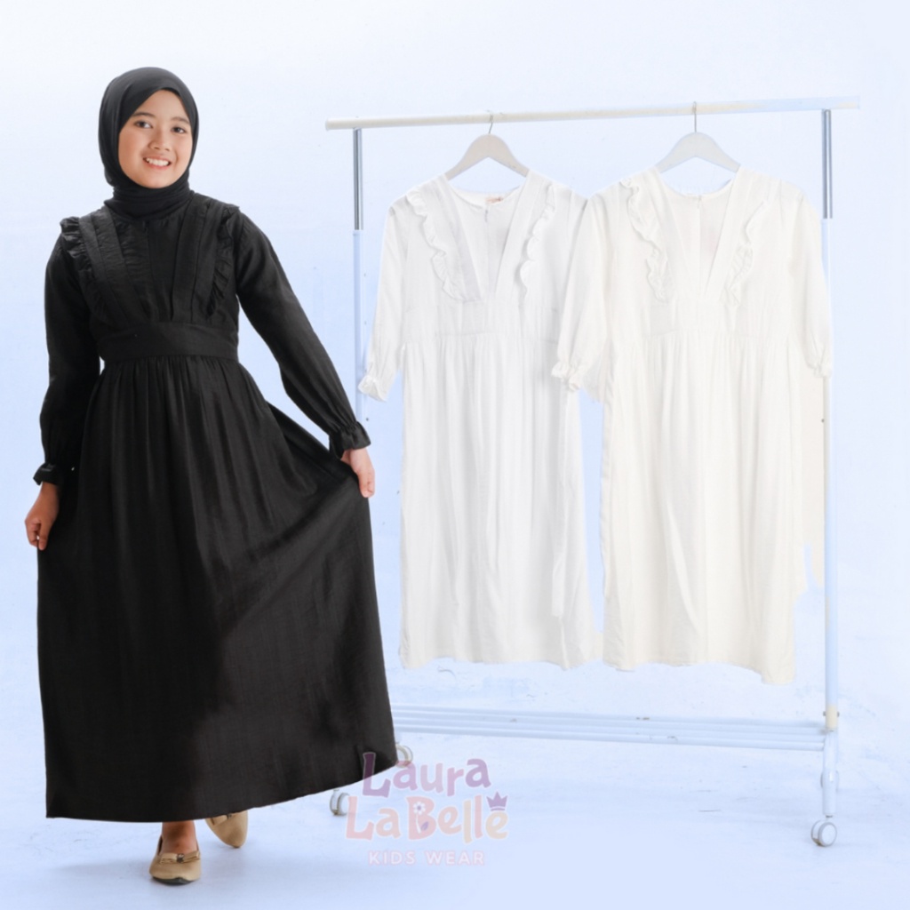 Jual Gamis Anak Tanggung Remaja Hitam Putih Ayura Polo Linen ...