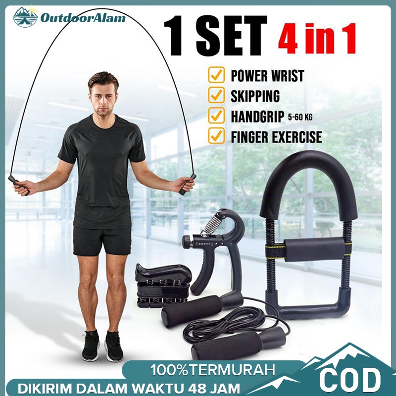 Jual Alat Fitness Set Power Wrist Handgrip 4in1 Skipping Finger ...