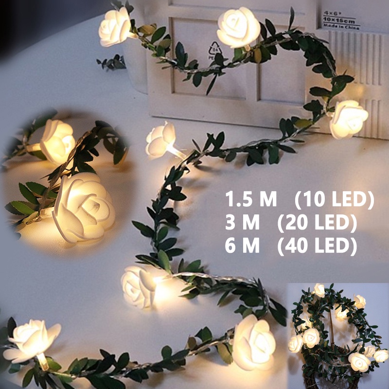 Jual 6M 40 Leds Lampu Bunga Mawar LED Tumblr Rambat Rose Light Baterai ...
