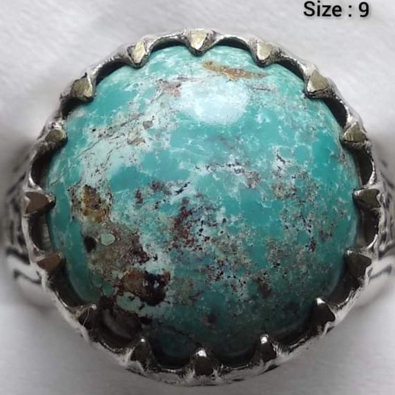 Jual Cincin Batu Akik Natural Pirus Persia Iran Ijo Lawas Hijau Kuno ...