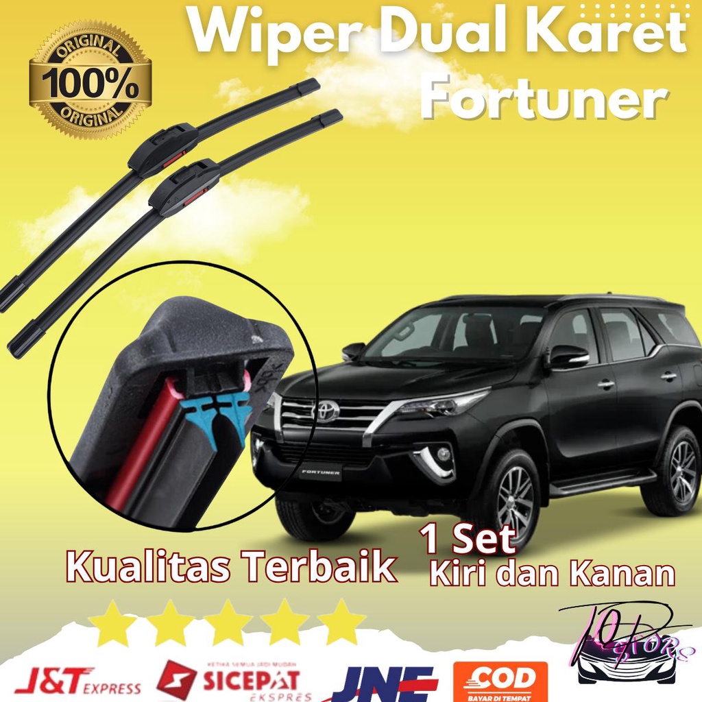 Jual Wiper Double Karet Fortuner Frameless Banana Set Variasi Karet Wiper Double Karet Mobil ...