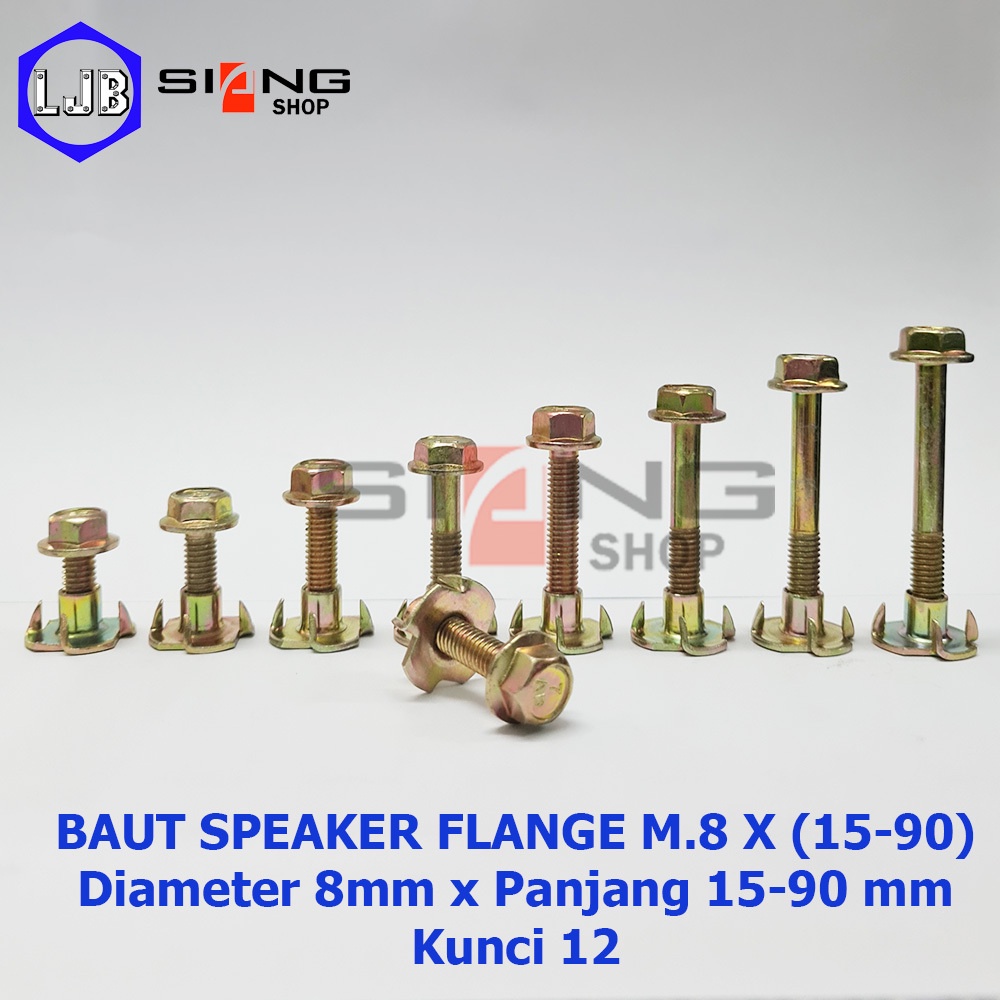 Jual Baut M8 Speaker Cakar Flange panjang 15 sd 90mm | Shopee Indonesia