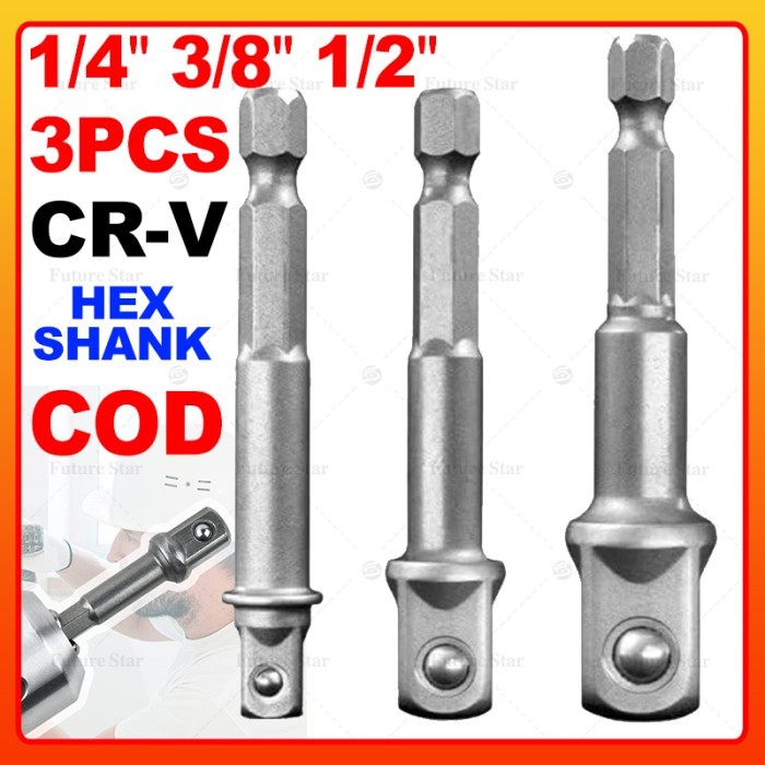 Jual Mata Obeng Adapter Drill Bits 3Pcs Extension Square Impact Grade ...