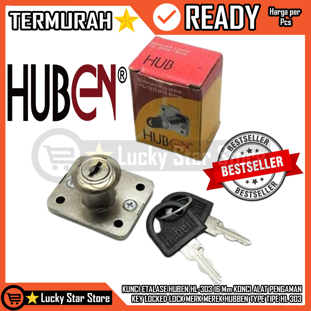 Jual Huben Kunci Etalase Konter Hl-303 16 Mm PushLock Lemari Kaca Konci ...