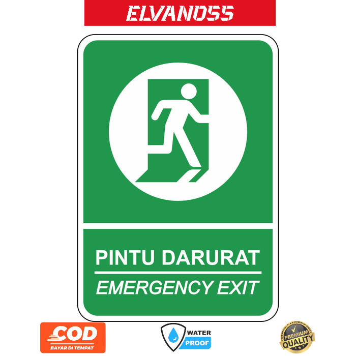 Jual STIKER RAMBU PINTU DARURAT 35CM X 50CM FREE CUSTOM DESAIN STICKER ...