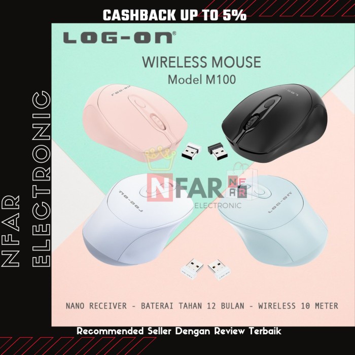 Jual Mouse Wireless 2.4ghz LOG-ON Optical 1600DPI Mouse Laptop Silent ...