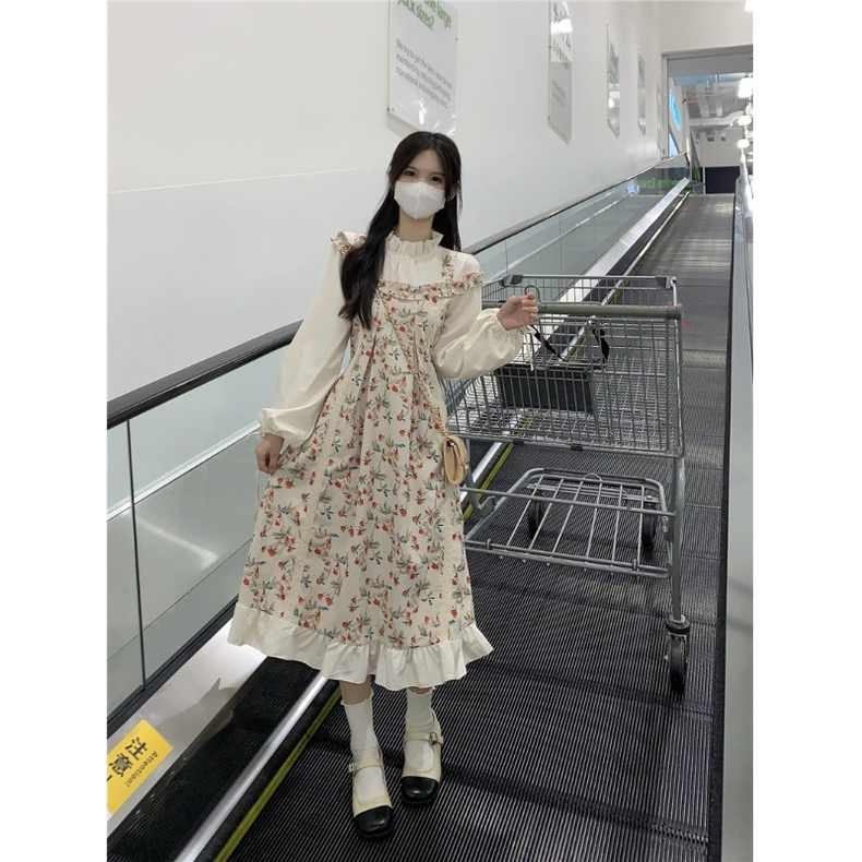 Jual ROSELLA Jahitan Long Dress Sweet Rok Long Ruffle Lengan Panjang ...