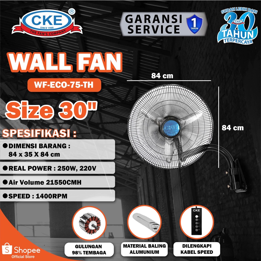 Jual CKE Wall Fan WF-ECO-75-TH 30 Inch Kipas Angin Dinding Tembok Rumah ...