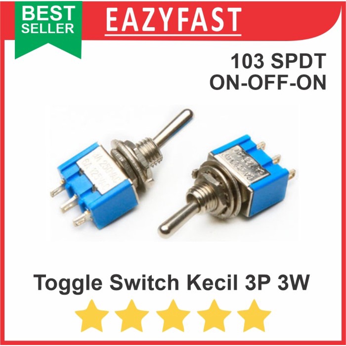 Jual Saklar Toggle Switch 103 Kecil 3 Pin Kaki 3 Posisi 3P 3 Way ON OFF ...