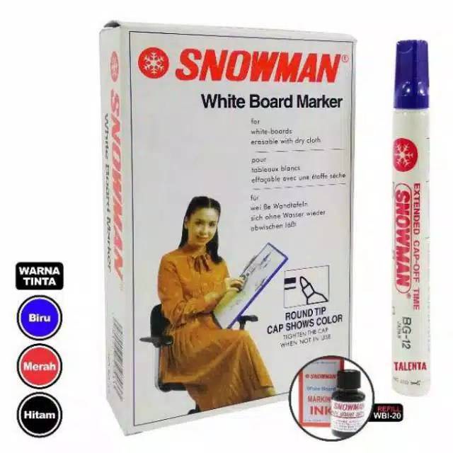 Jual Spidol SNOWMAN WHITEBOARD BG-12 (12pc) | Shopee Indonesia