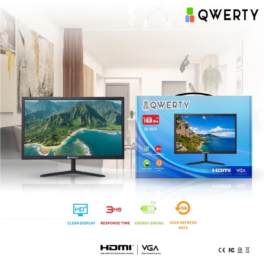 Jual Monitor LED QWERTY 19" 19 Inch 18.5 Inch QM-185VH HDMI VGA ...