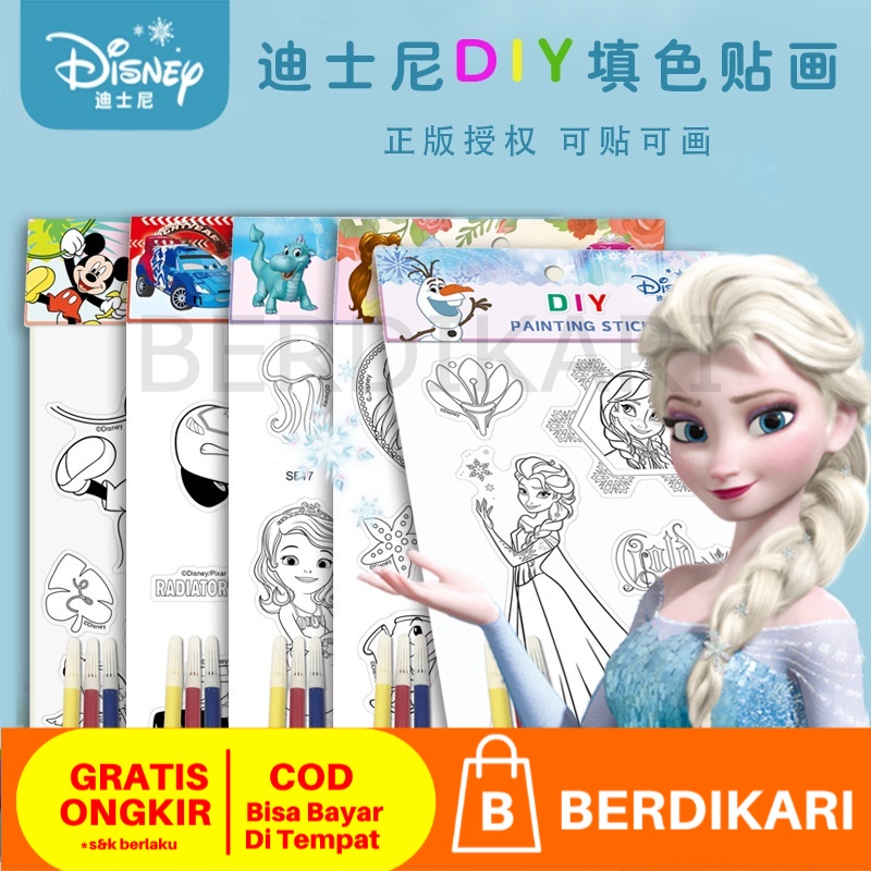 Jual Stiker Mewarnai DIY Painting Sticker Anak Kartun Frozen Mickey Car ...