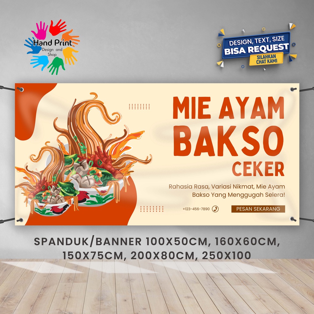 Jual SPANDUK BANNER Mie Ayam Ceker Bakso Urat Malang Bisa Request ...