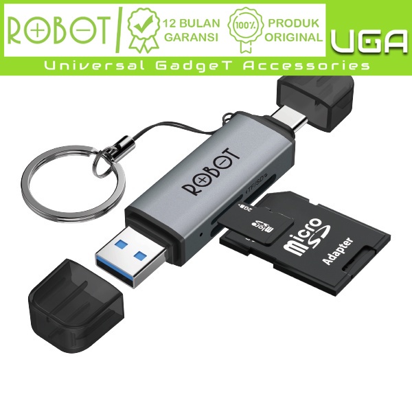 Jual Card Rider ROBOT CR202S Card Rider 2 in 1 USB-C Type C 3.0 Gray ...