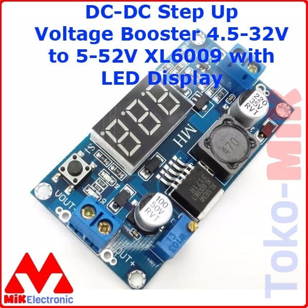 Jual DC-DC STEP UP VOLTAGE BOOSTER XL6009 LED DISPLAY VOLT METER GT27 ...