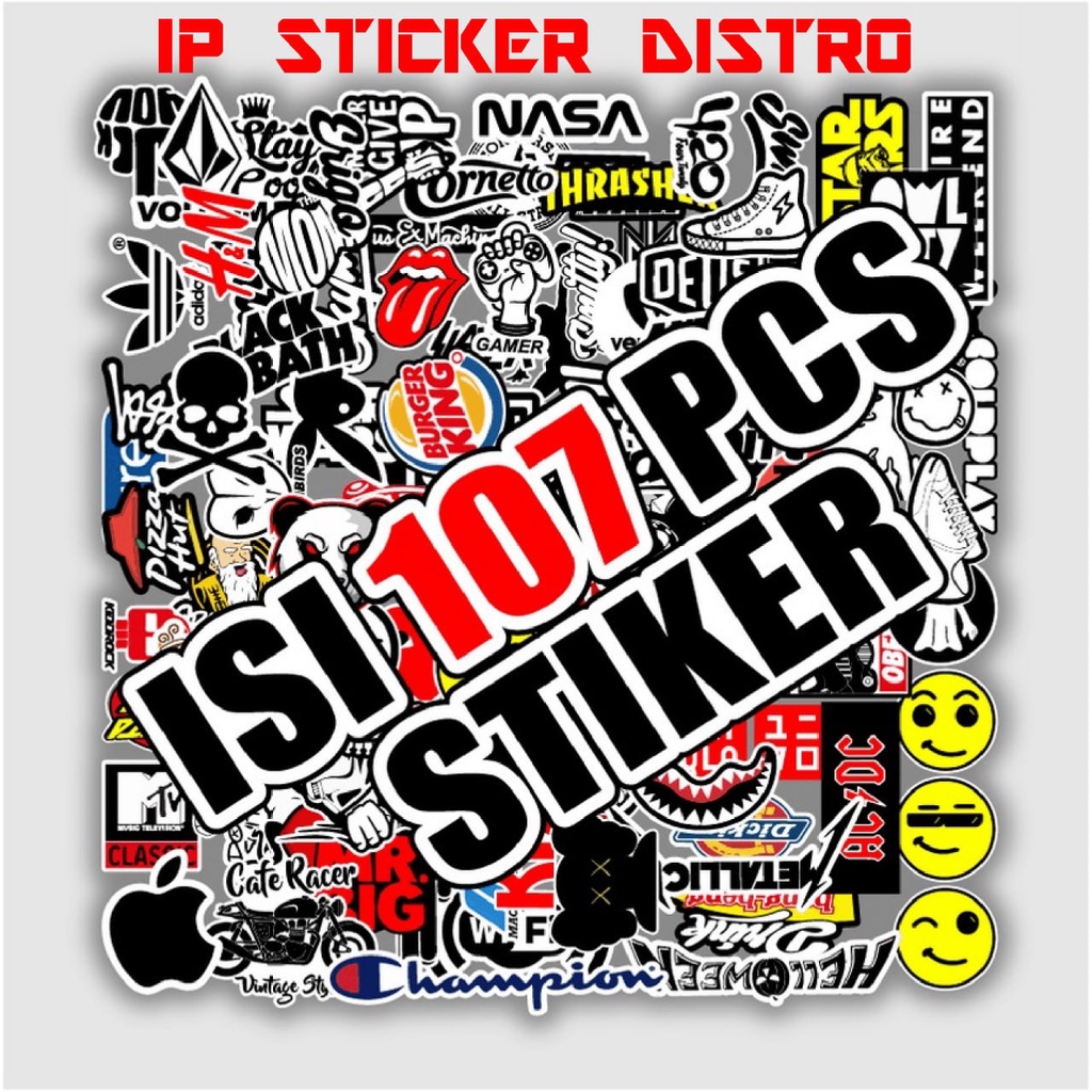 Jual (cod) stickerpack DISTRO (1 set isi 107pcs) sudah dipotong dan ...
