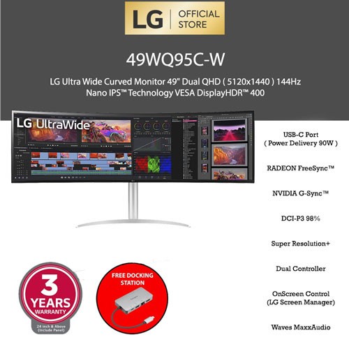 Jual LG Curved Monitor 49" UltraWide Dual QHD 5K with USB Type-C™ 49WQ95C-W | Shopee Indonesia