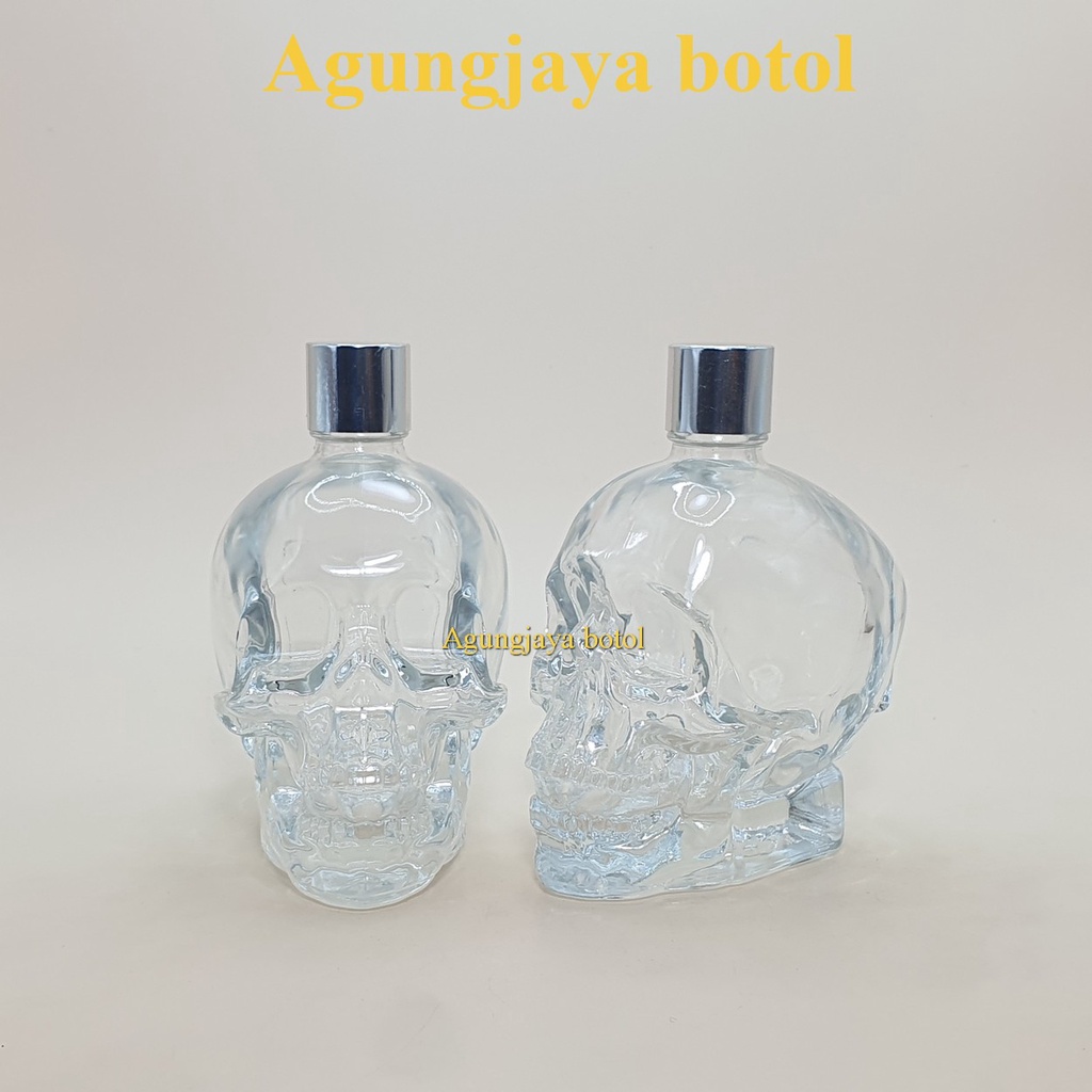 Jual Botol Kaca Kosmetik Skull 120 Ml Tengkorak Clear Original Tutup ...