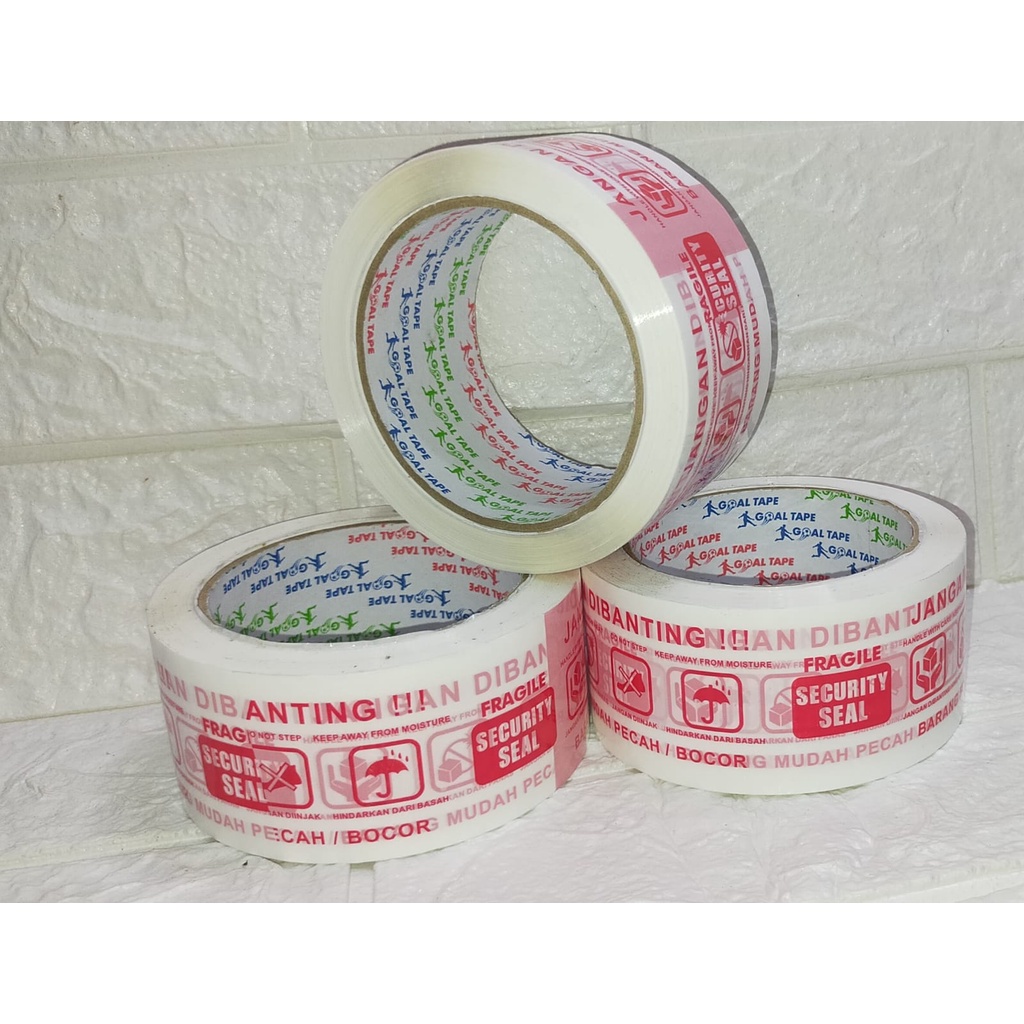 Jual 6 ROLL LAKBAN GOAL TAPE FRAGILE PUTIH / JANGAN DIBANTING 2 INCH 48 ...