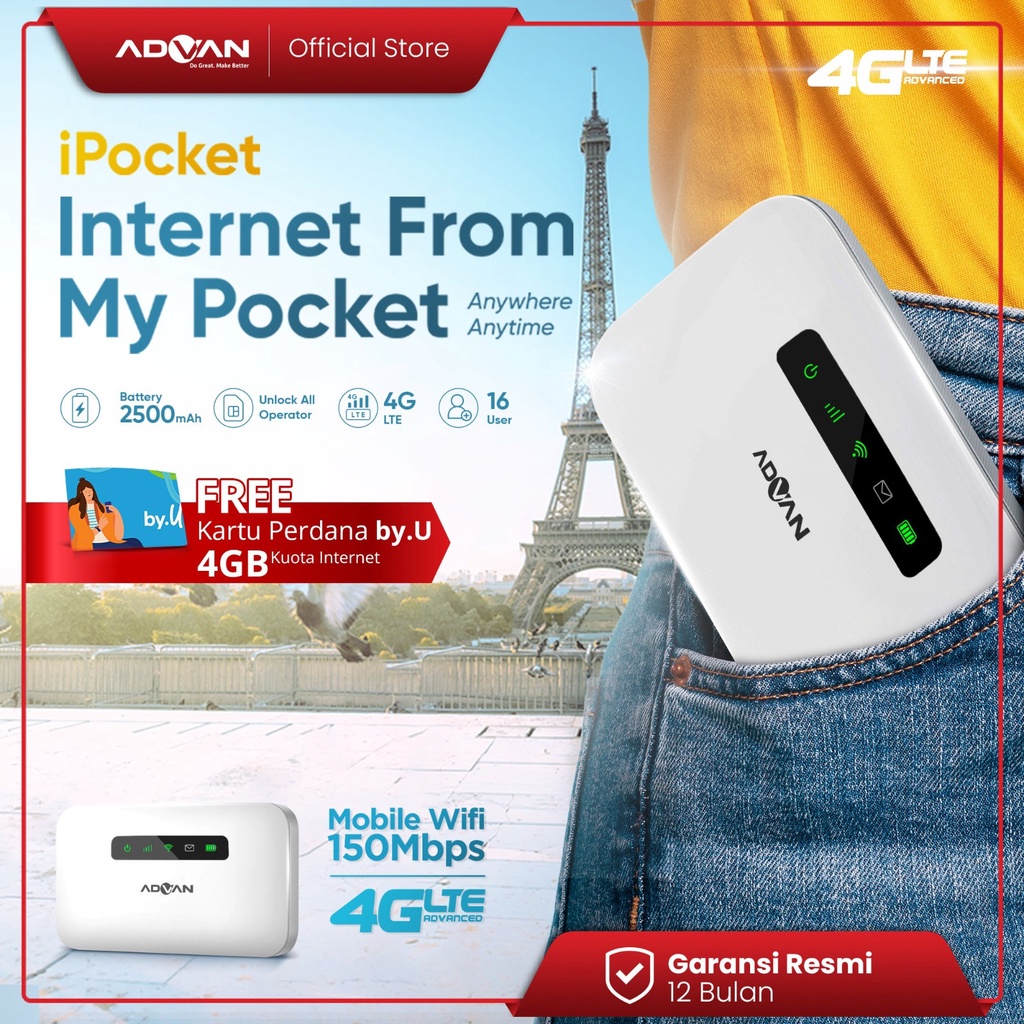 Jual ADVAN iPocket MIFI MF01 Modem WiFi 4G LTE Unlock Gratis Telkomsel ...