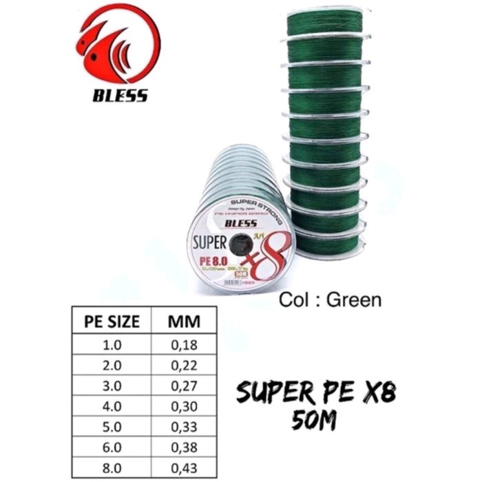 Jual Senar Pancing PE Bless Super X8 50 meter/100 meter | Shopee Indonesia