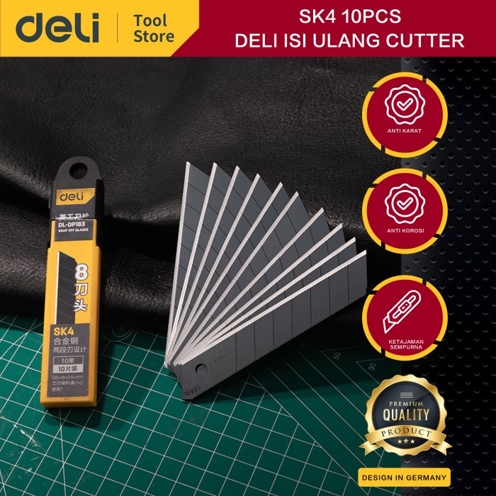Jual Deli Isi Ulang Cutter / Refill Cutter / Cutter Blades 18mm SK4 10 ...