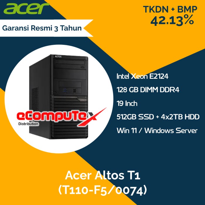 Jual Server Acer Altos T1 (T110-F5/0074) Intel Xeon 128GB 512GB -TKDN ...