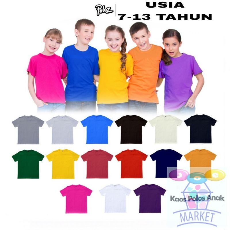 Jual Sale!!! KAOS POLOS ANAK PEREMPUAN LAKI LAKI UNISEX JUMBO OVERSIZE USIA 10 11 12 13 TAHUN ...