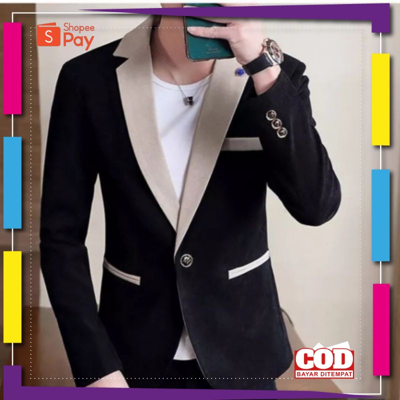 Jual PREMIUM KOREAN STYLE / JAS/BLAZER PRIA KOREA JAS KOMBINASI JAS ...