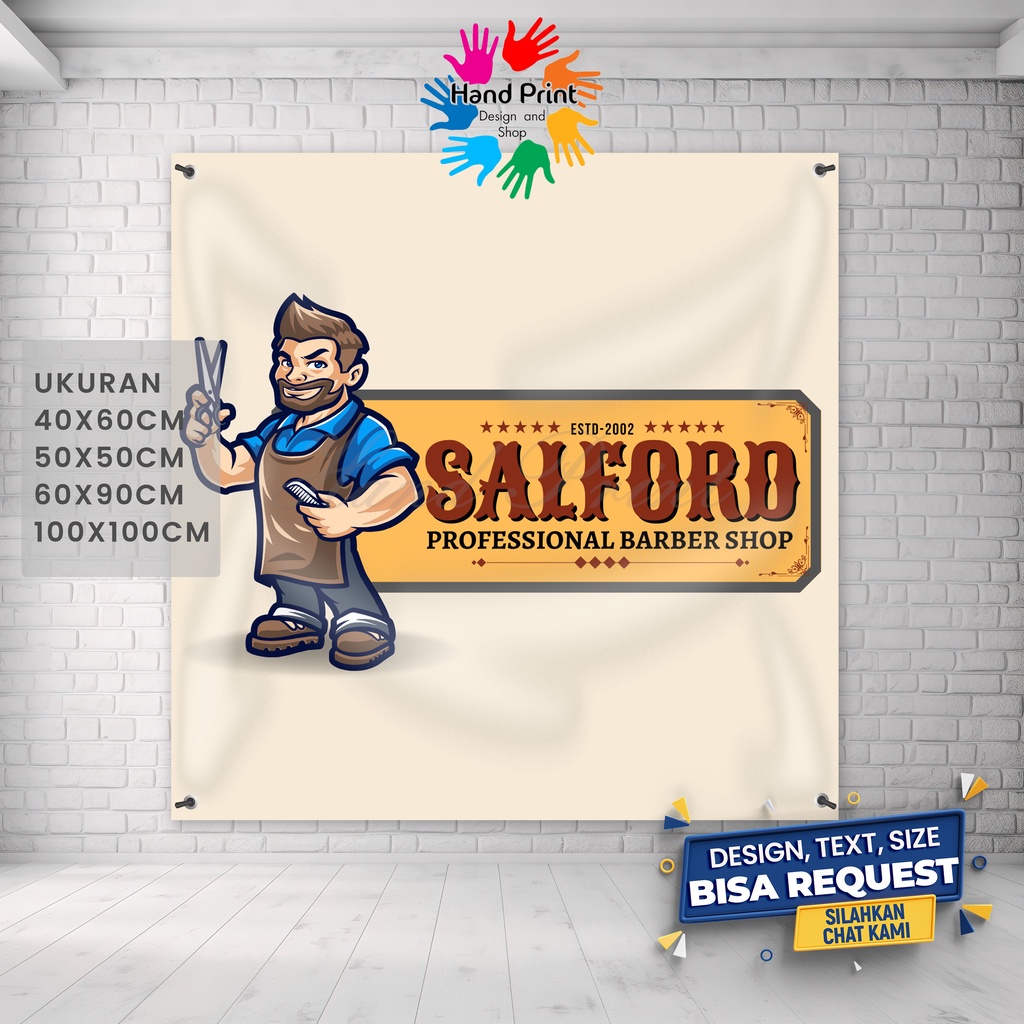 Jual Spanduk Banner MMT Vintage Barbershop Pangkas Rambut Cukur Rambut ...